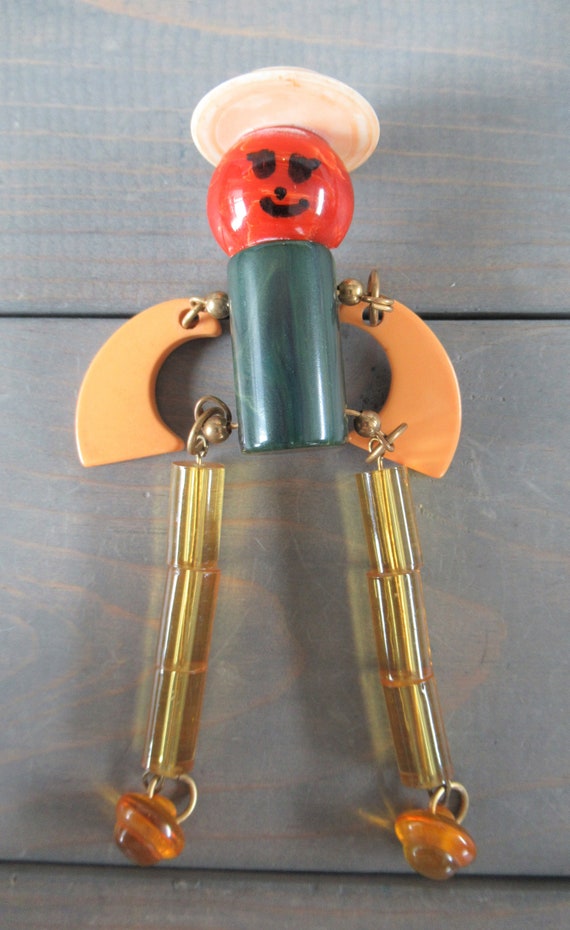 ON SALE - Vintage Articulated Figural Jointed Man Pin… - Gem