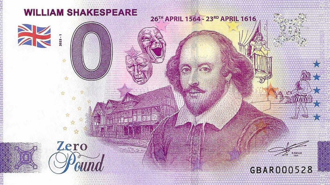 William Shakespeare 0 Pound Note - Etsy