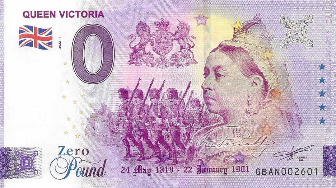 Queen Victoria 0 Pound Note - Etsy