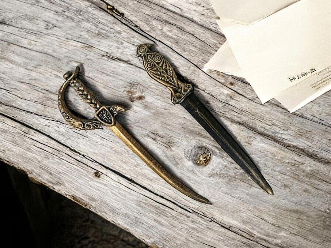 Vintage Brass Letter Opener, Desk Sword Mail Opener, Seal Letter Knife ...