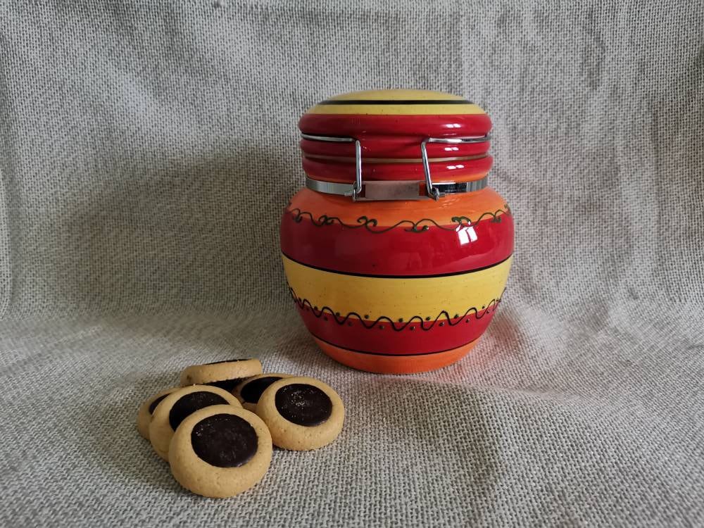 Vintage Cookie Jar Porcelain Colorful Hand Painted, Molasses Cookie ...