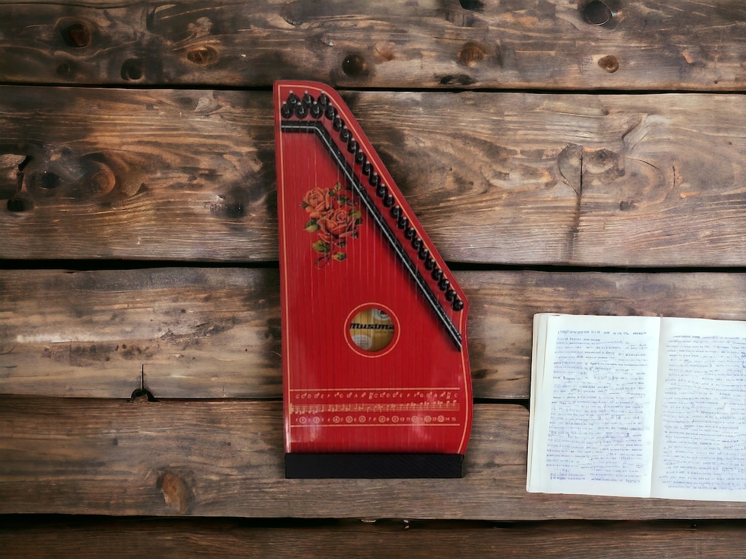 Vintage Musima Zither 25 Strings With Flower Motif, Stringed Musical ...