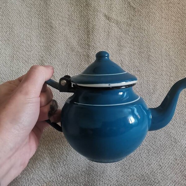 Blue Enamel Teapot - Etsy
