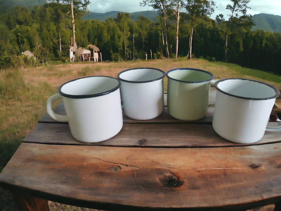 Vintage Enamel Mug, Espresso Mug, Enamelware Mug, Tin Coffee Mug ...