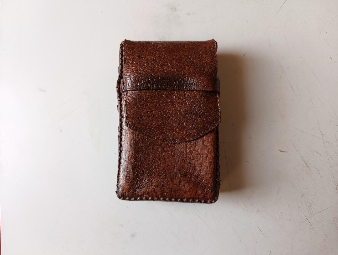 Vintage Leather Cigarette Case, Brown Pocket Snuffbox, Cigarette Box ...
