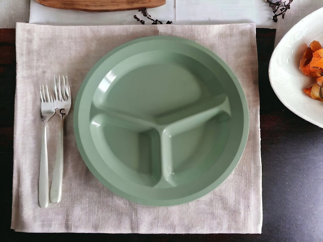 Vintage Melamine Divided Dinner Plate, Dallas Ware Mint Tree Section Plate, Grill Plate, Camping ...