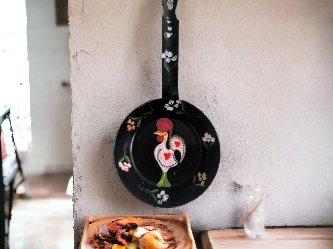 Hand Painted Pan With Rooster, Rooster Kitchen, Rooster Painting ...
