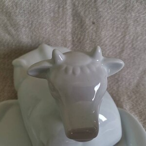 Vintage Porcelain Cow Butter Dish, White Covered Butter Dish, Lidded ...