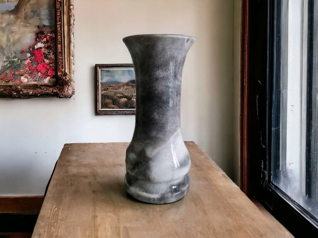 Grey Marble Vase With White Pattern, Stone Vase, Unique Table Vase ...