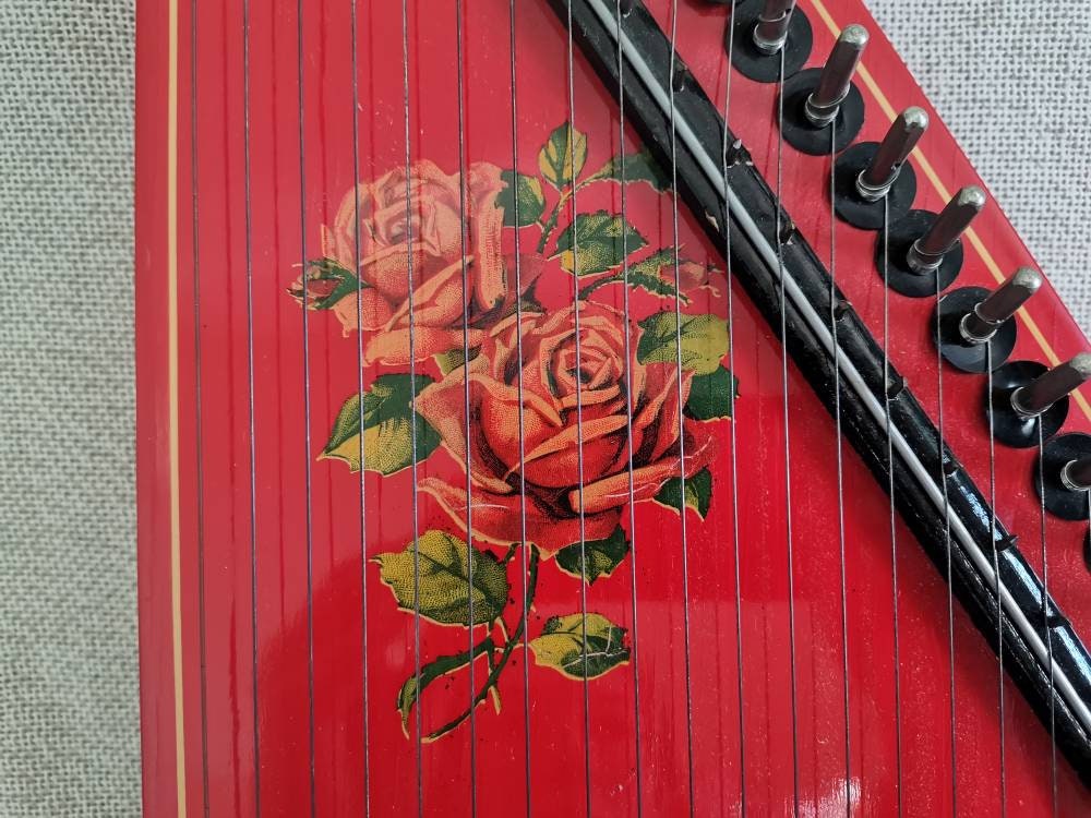Vintage Musima Zither 25 Strings With Flower Motif Stringed - Etsy