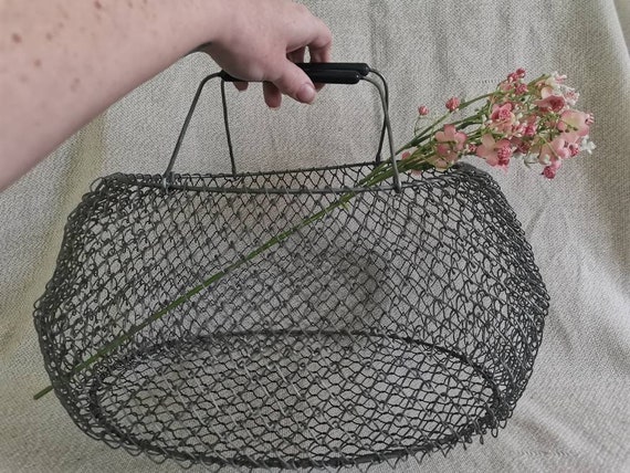Collapsable wire basket with handle, wire basket, fis… - Gem