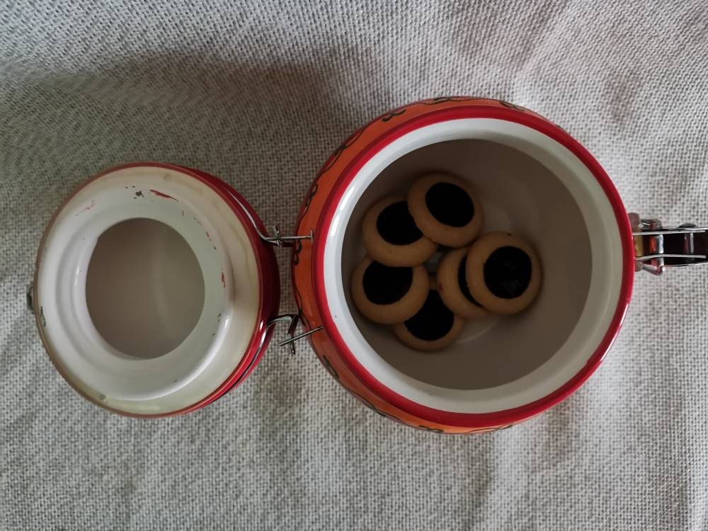 Vintage Cookie Jar Porcelain Colorful Hand Painted, Molasses Cookie ...