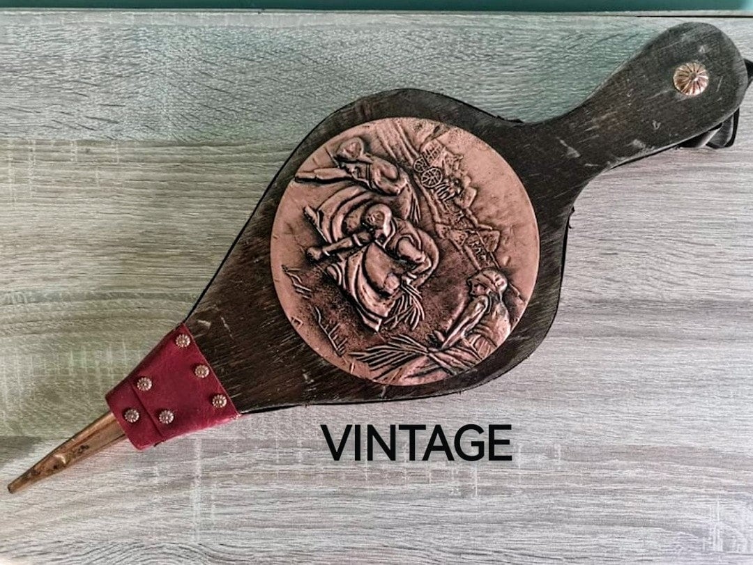 Large Fireplace Bellows Wood and Brass French Bellows Folk - Etsy