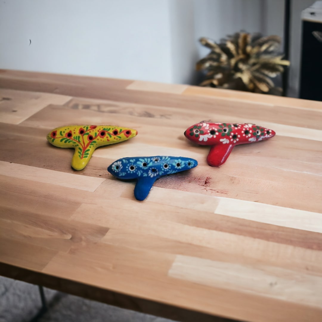 Vintage Ceramic Colorful Hand Painted Ocarina Musical Instrument ...