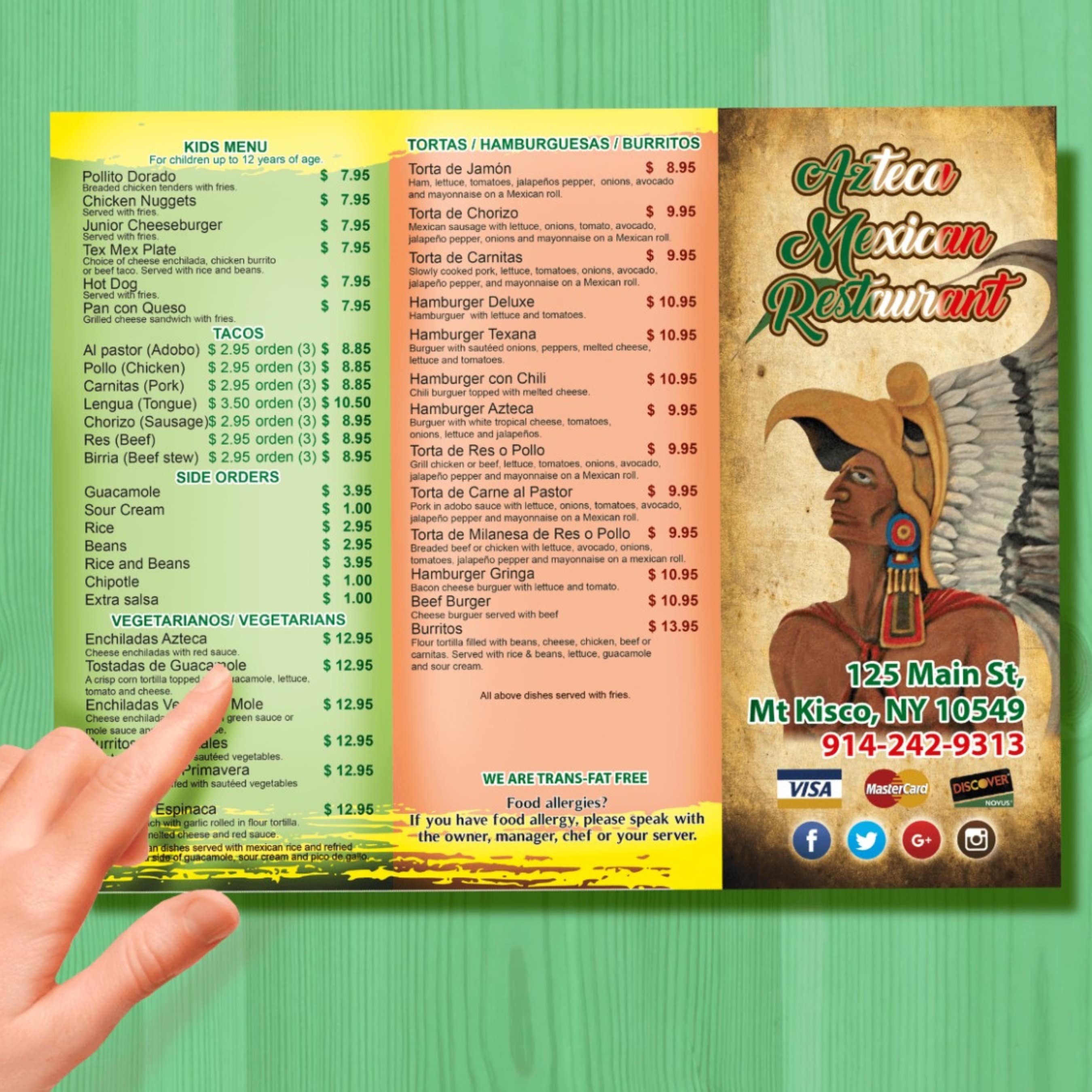 Brochure or Menu Trifold TO GO Custom-made / 8.5" X 11" - 11" X 17 ...