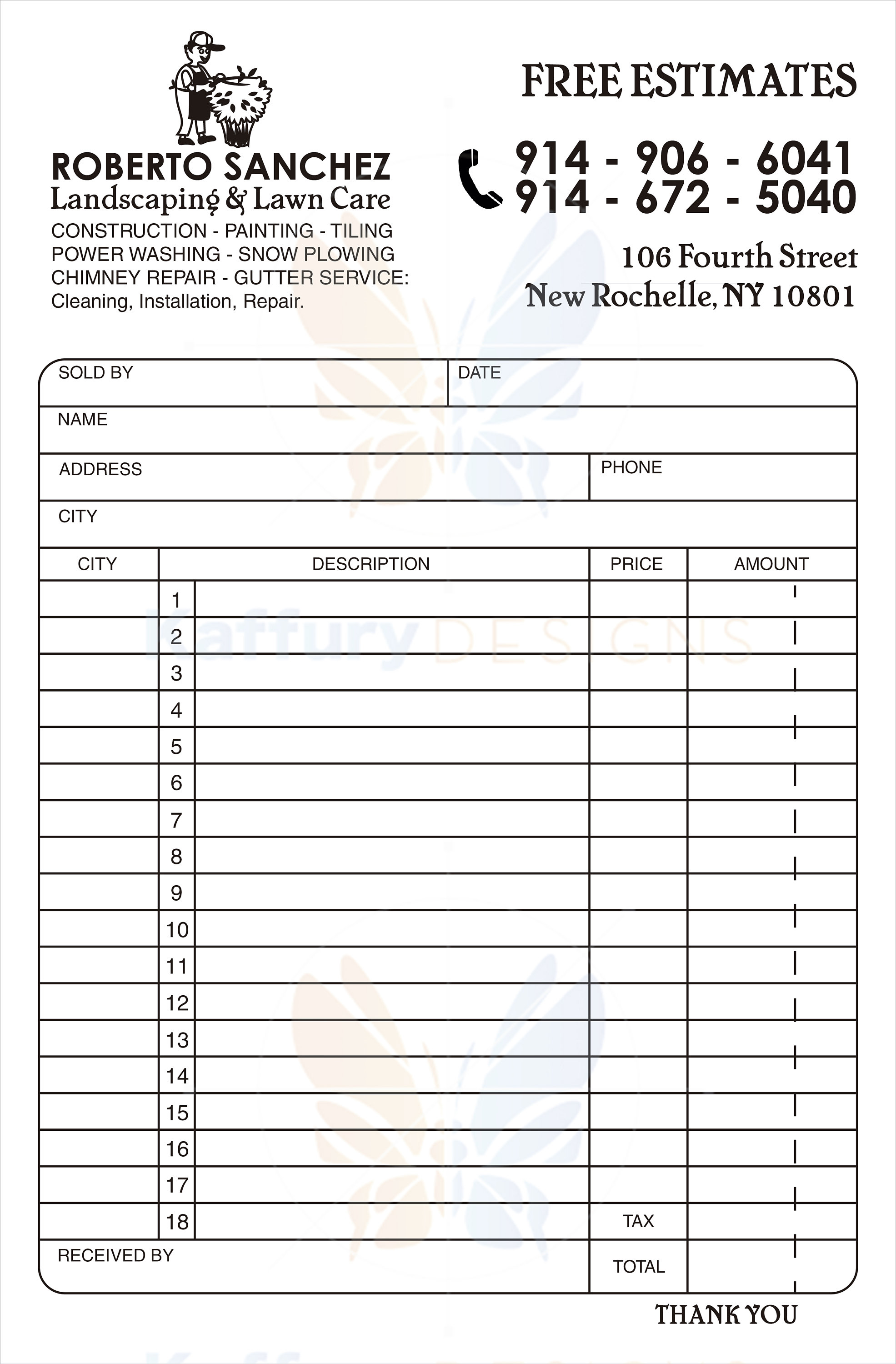 Custom Invoice/book 2-part Form 8.5 X 5.5 Inches / 8.5 X 11 - Company ...
