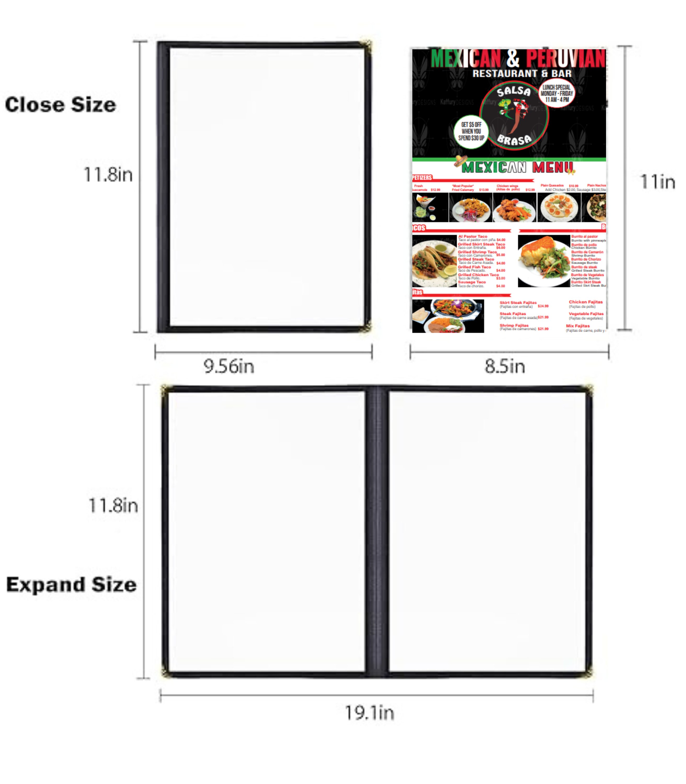Custom Table Menu - Clear Cover Option, Personalized Design, 8.5"x11 ...