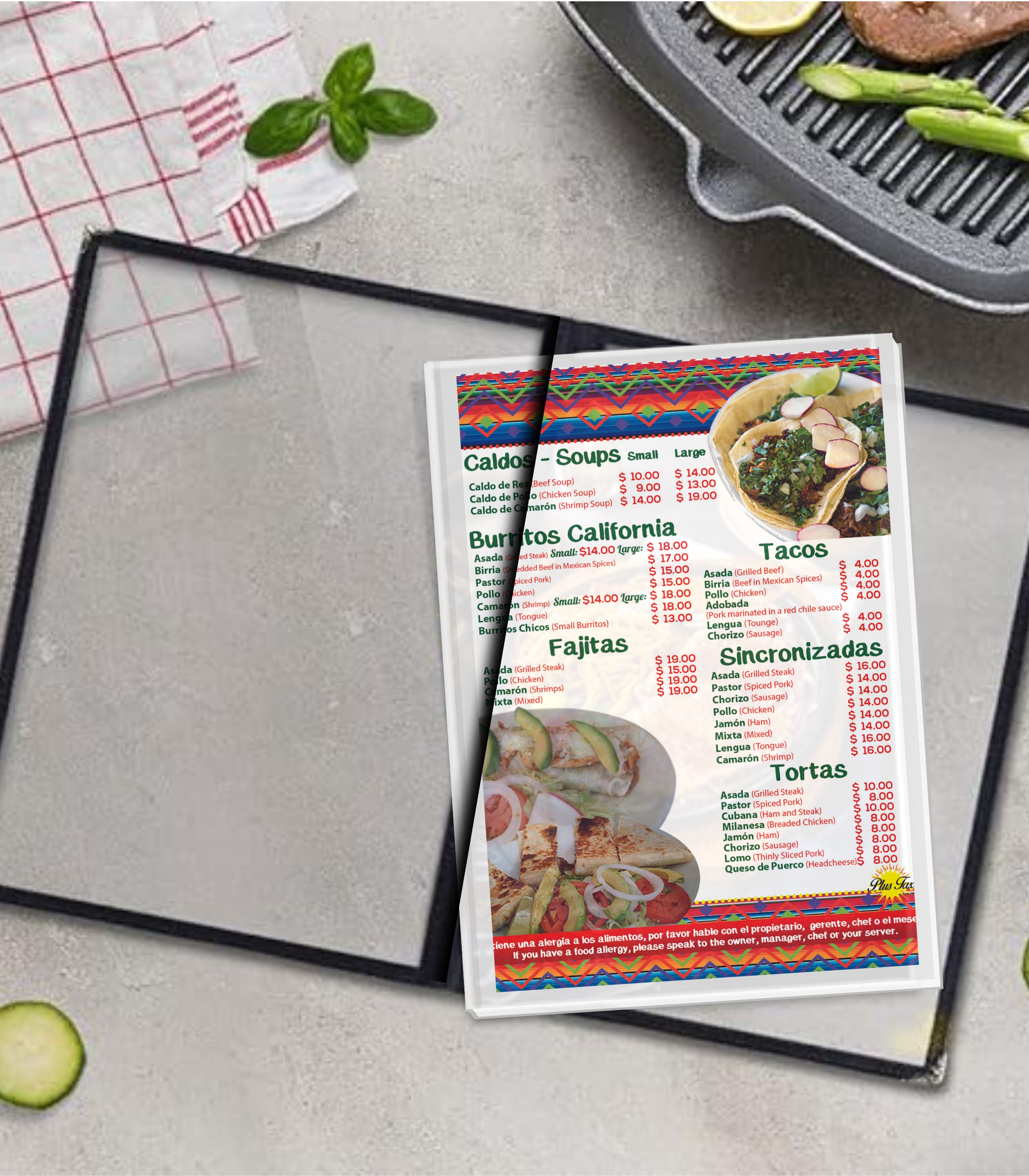 Custom Table Menu - Clear Cover Option, Personalized Design, 8.5"x11 ...