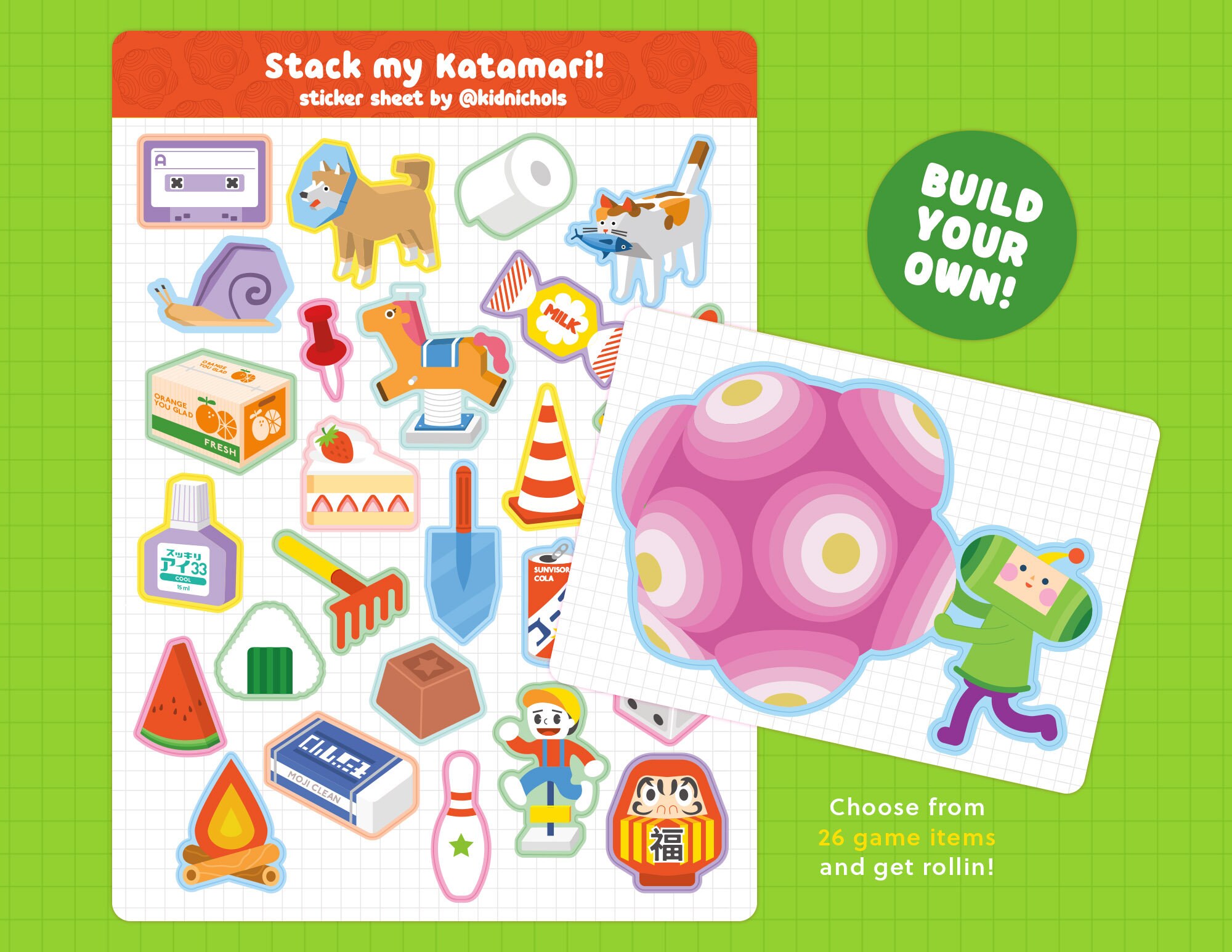 Sticky Ball Sticker Sheet. Customizable Design. Anime - Etsy