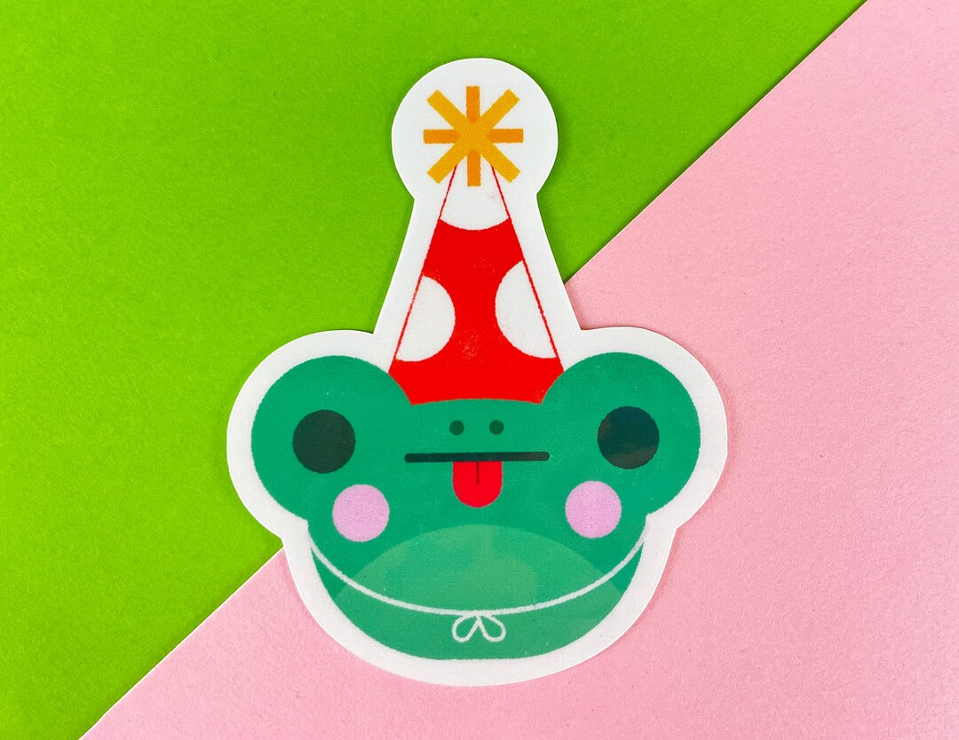Party Frog Vinyl Sticker Kawaii Frog Sticker Gift for Frog Lovers Cute ...