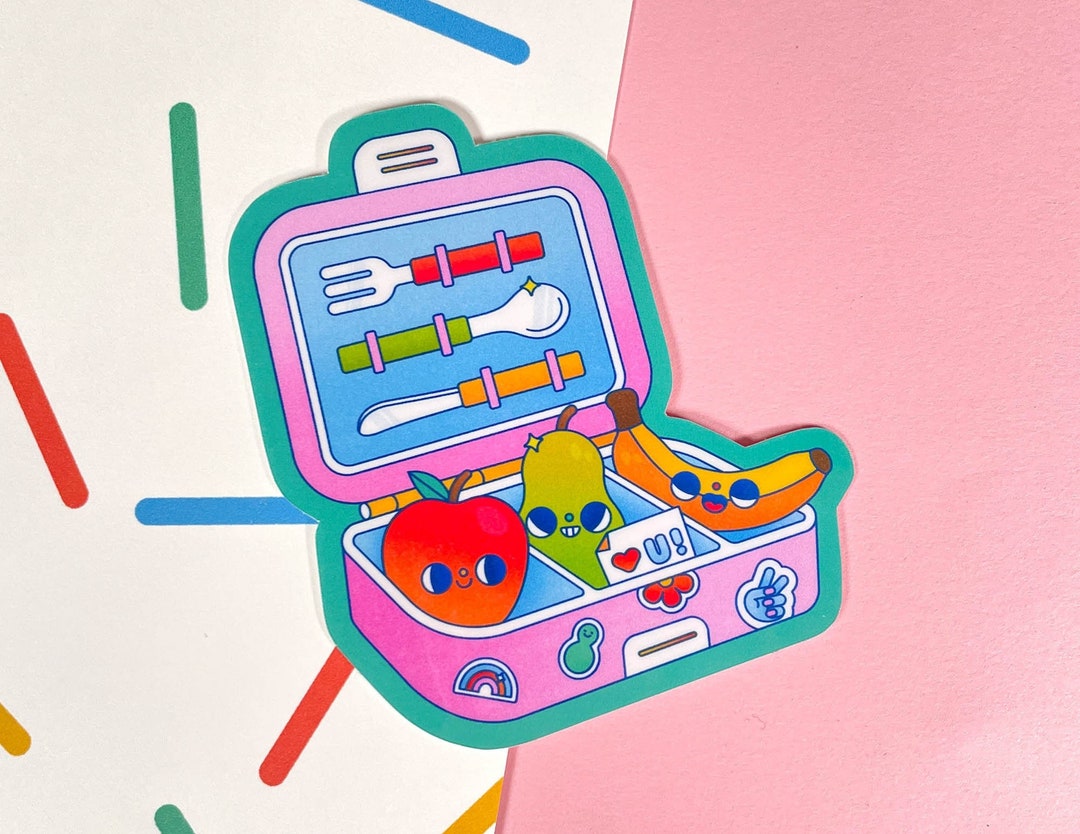 Lunchtime Lunchbox Matte Vinyl Sticker | Kawaii Fruit | Kawaii Sticker ...