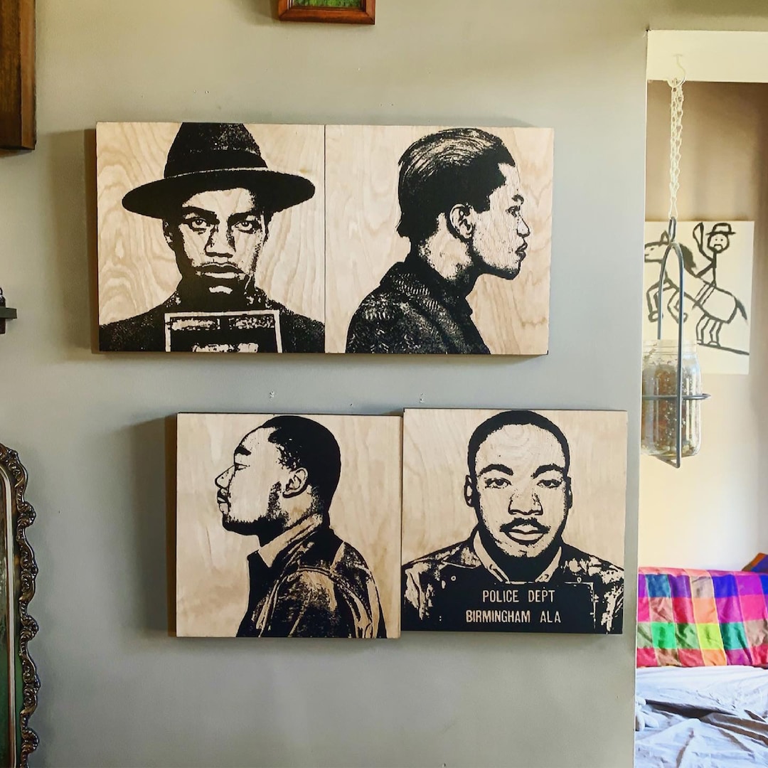 Martin Luther King Jr. & Malcolm X – Original Handmade Wood Etching ...