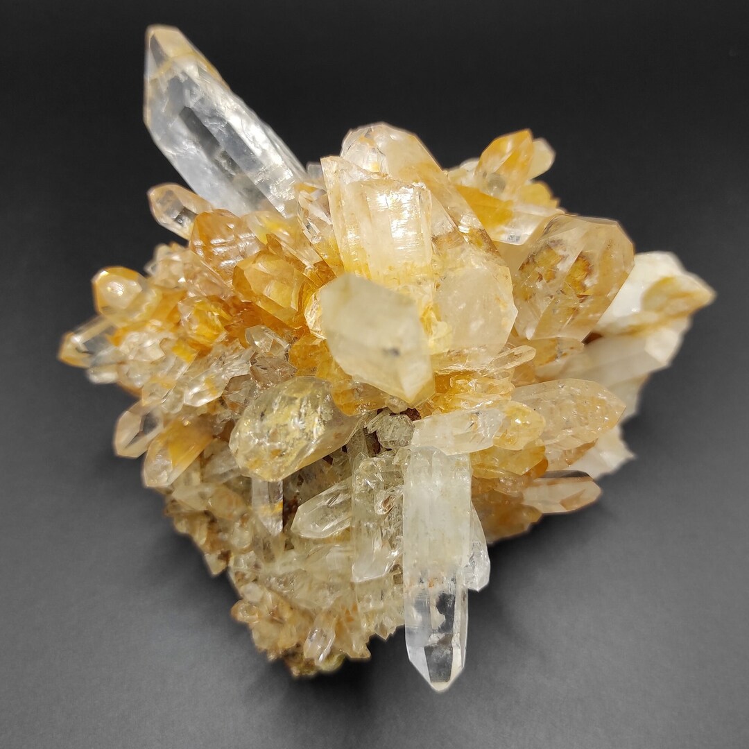 655g Crystallized Clear Quartz Specimen - Natural Yellow Quartz ...