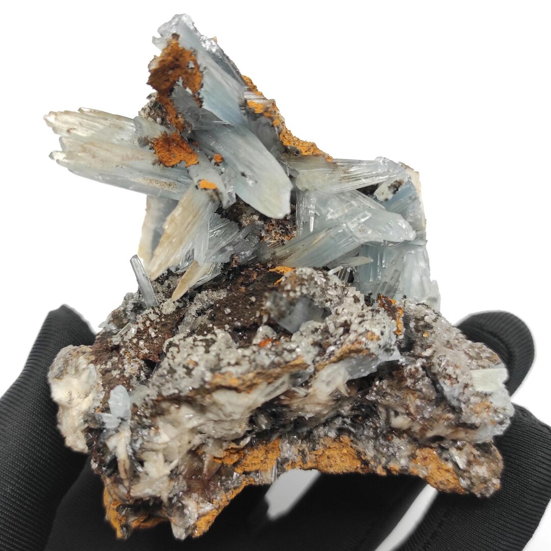 296g Blue Barite on Limonite Matrix With Psilomelane Raw Light Blue ...