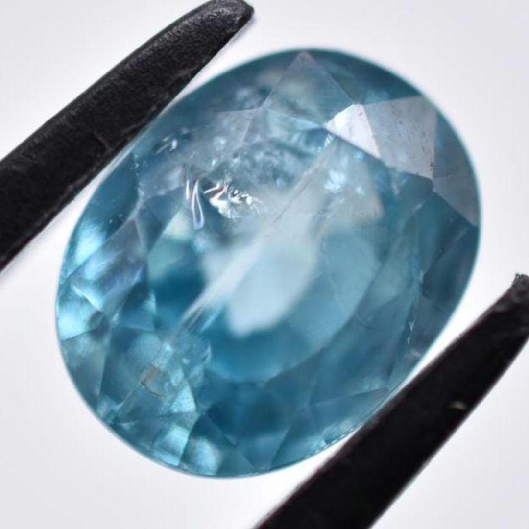 3.85ct Blue Zircon From Cambodia - Oval Cut Light Blue Zircon - Heated ...