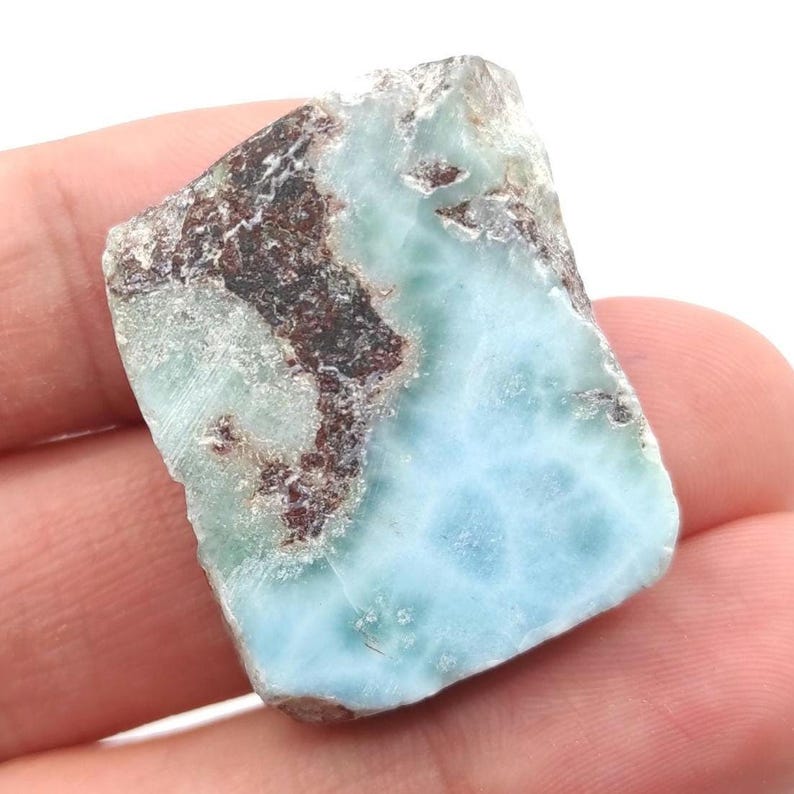 13g Larimar Slice - Rough Larimar Slab - Natural Blue Larimar Stone ...