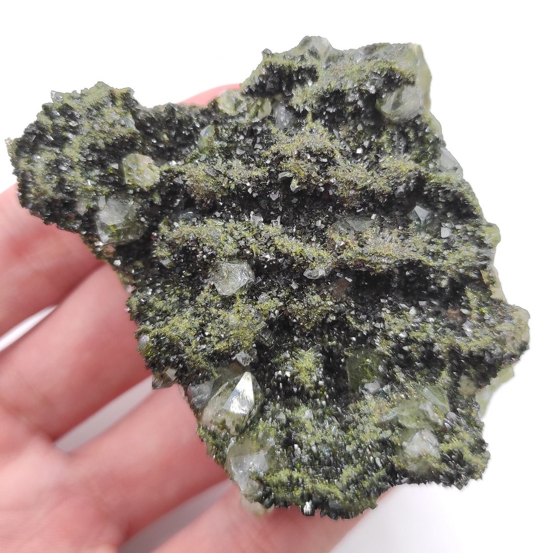 160g Sparkly Epidote & Forest Quartz - Hakkari, Turkey - Epidote With ...