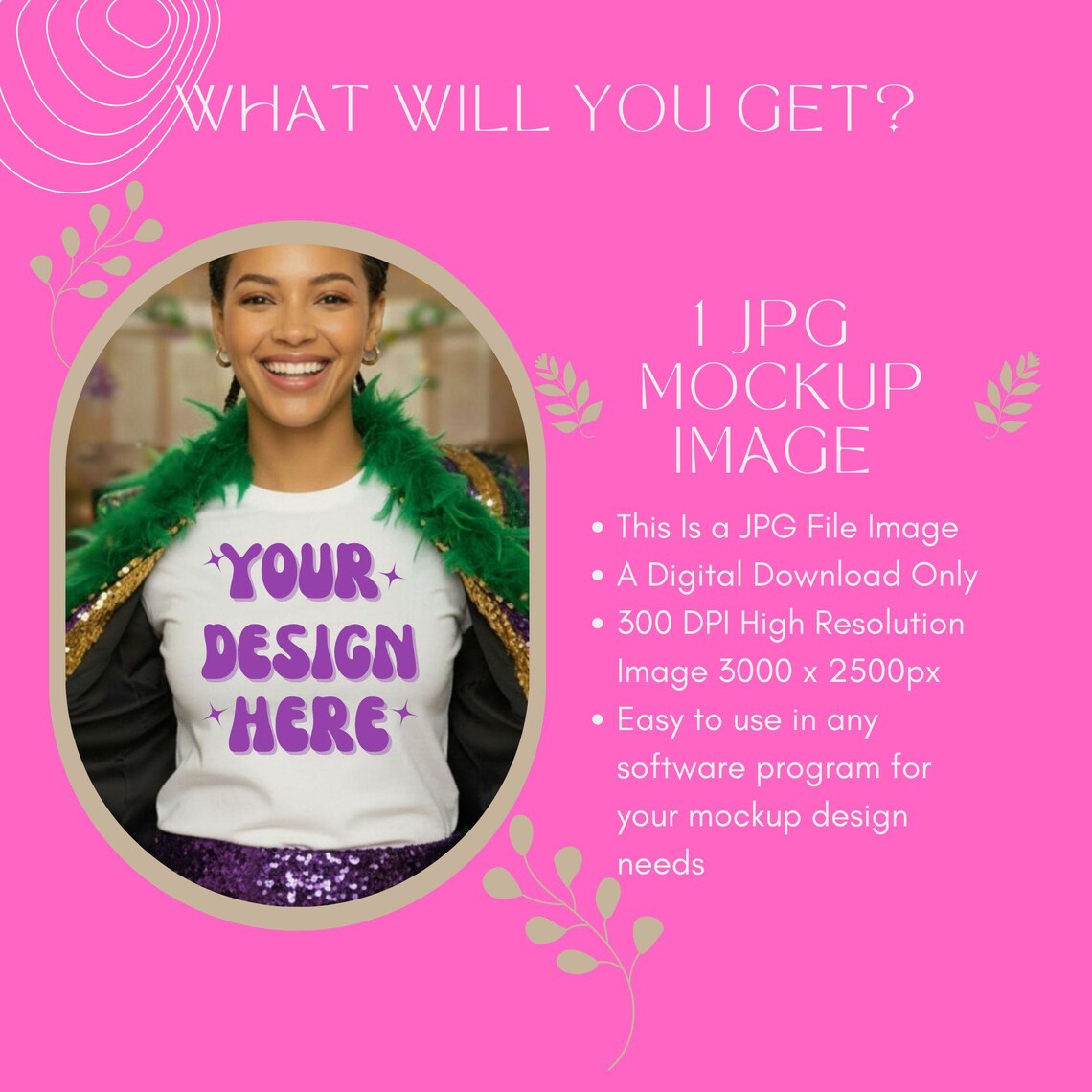 Mardi Gras T-shirt Mockup, White Bella Canvas (JPG Image Digital ...