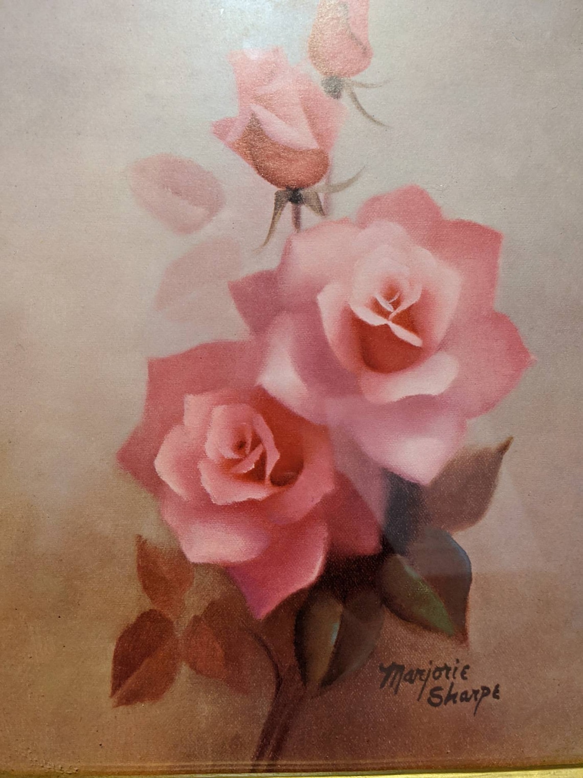 Vintage Signed Marjorie Sharpe Framed Rose Paintings Framed | Etsy