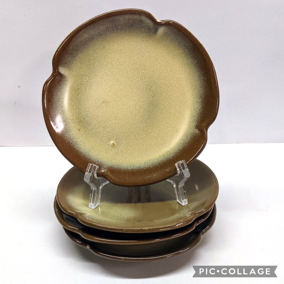 Vintage 1940s Frankoma Art Pottery Desert Gold 6 W Saucers/ Dessert ...