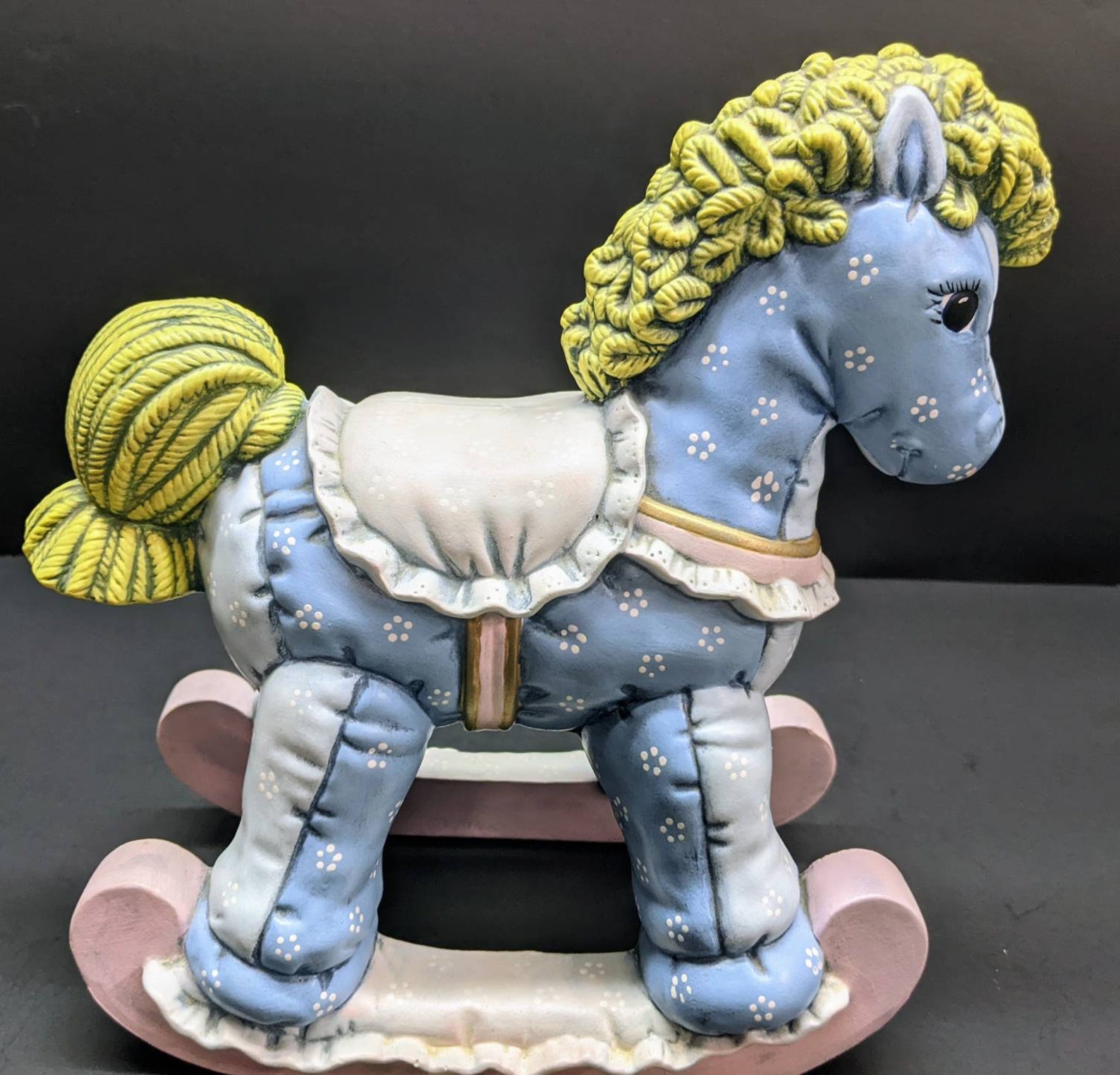 Vintage Hand Painted Rocking Horse Ceramic Figurine Pastel - Etsy