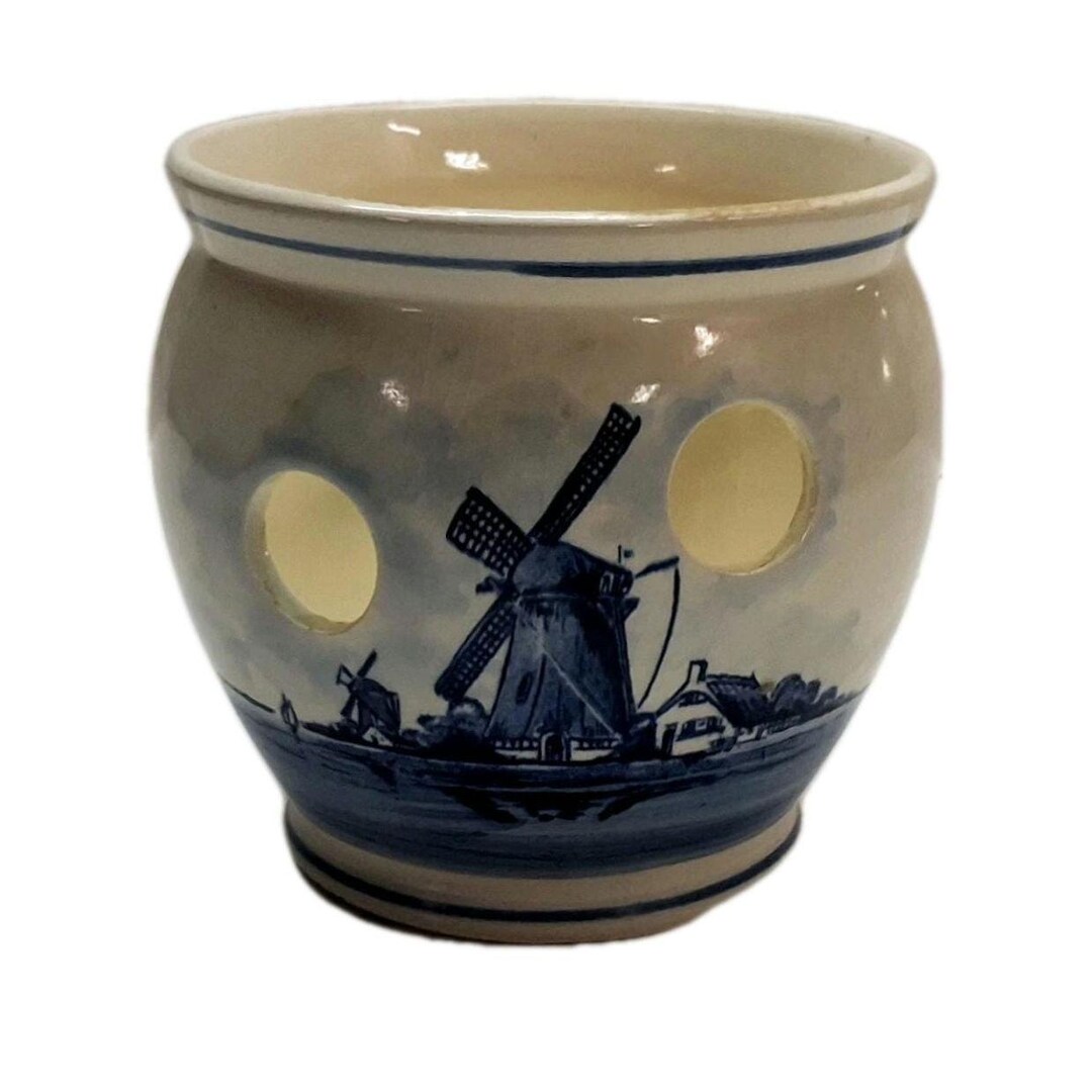 Vintage Delft Windmill Planter: Hand-painted Ceramic Pottery, Holland ...