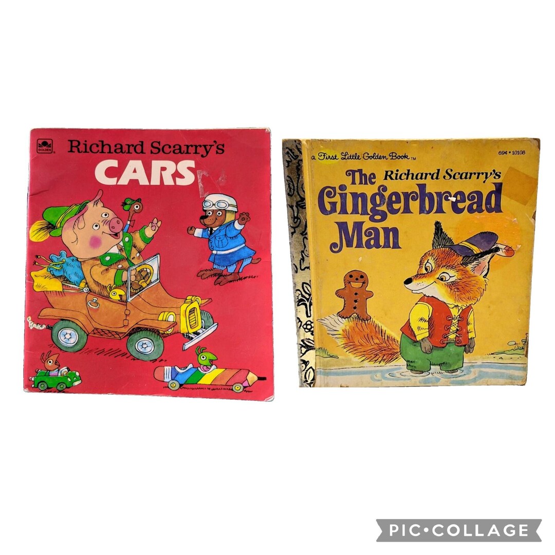 Vintage Richard Scarry's "cars" & "gingerbread Man" A Golden Little ...