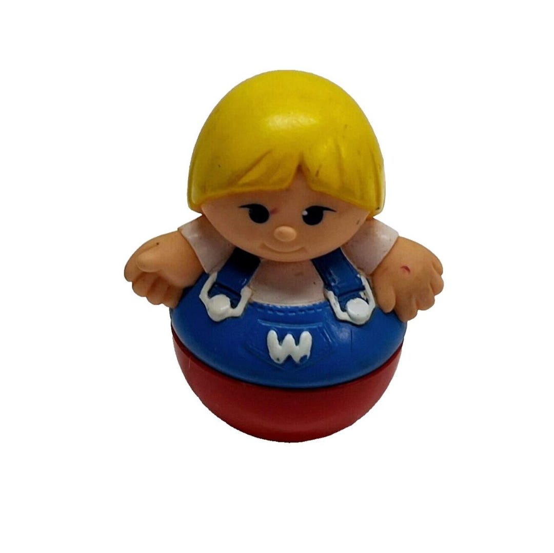 Vintage 1987 PLAYSKOOL Weebles Wobbles Toy Blonde Kids Blue Overalls ...