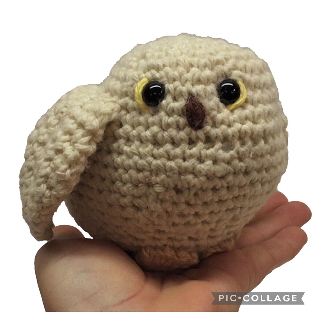 Handmade Crocheted Cream Owl Forest Plush Toy: Black Safety Eyes, 5 ...