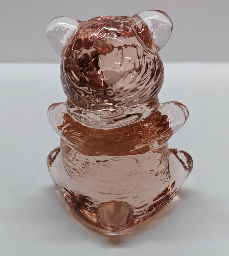Vintage PINK Teddy Bear Paperweight Art Glass Figurine - Etsy