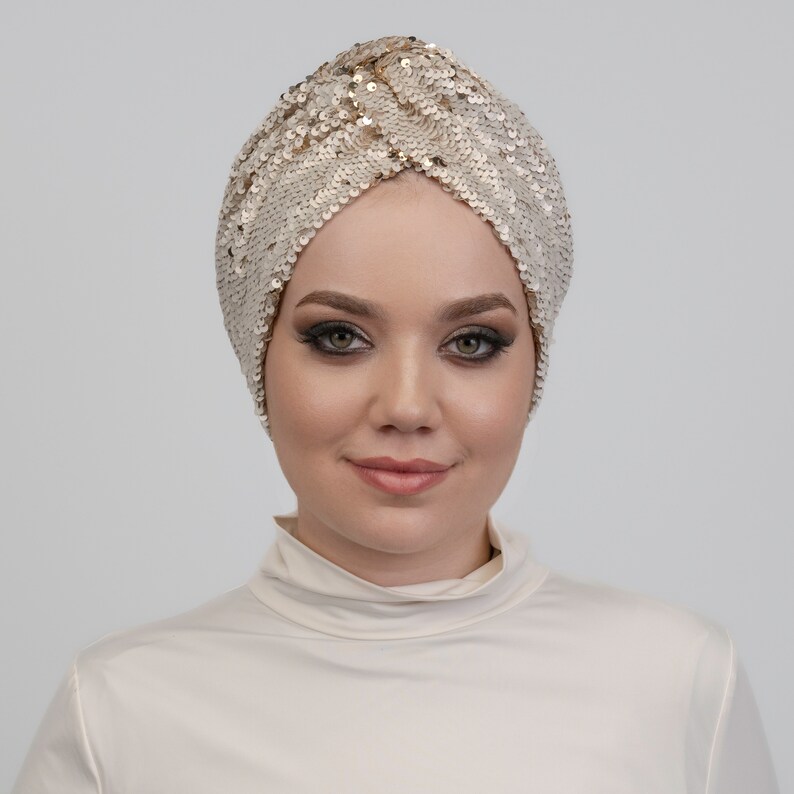 Sequin Fashion Turban, Pre-tied Head Wrap, Twisted Hijab Headscarf ...