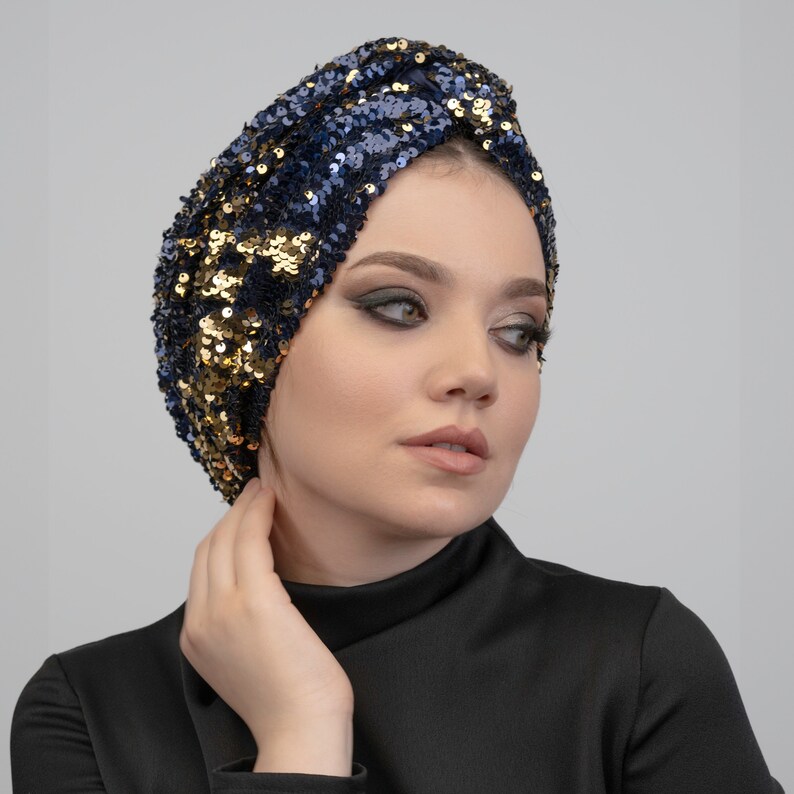 Sequin Fashion Turban, Pre-tied Head Wrap, Twisted Hijab Headscarf ...