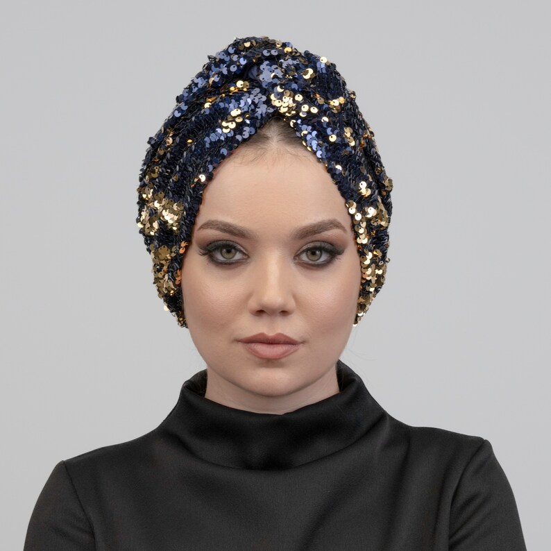 Sequin Fashion Turban, Pre-tied Head Wrap, Twisted Hijab Headscarf ...
