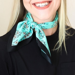 Turquoise Silk Scarf & Silk Bandana, Aqua Mulberry Silk Hair Scarf and ...