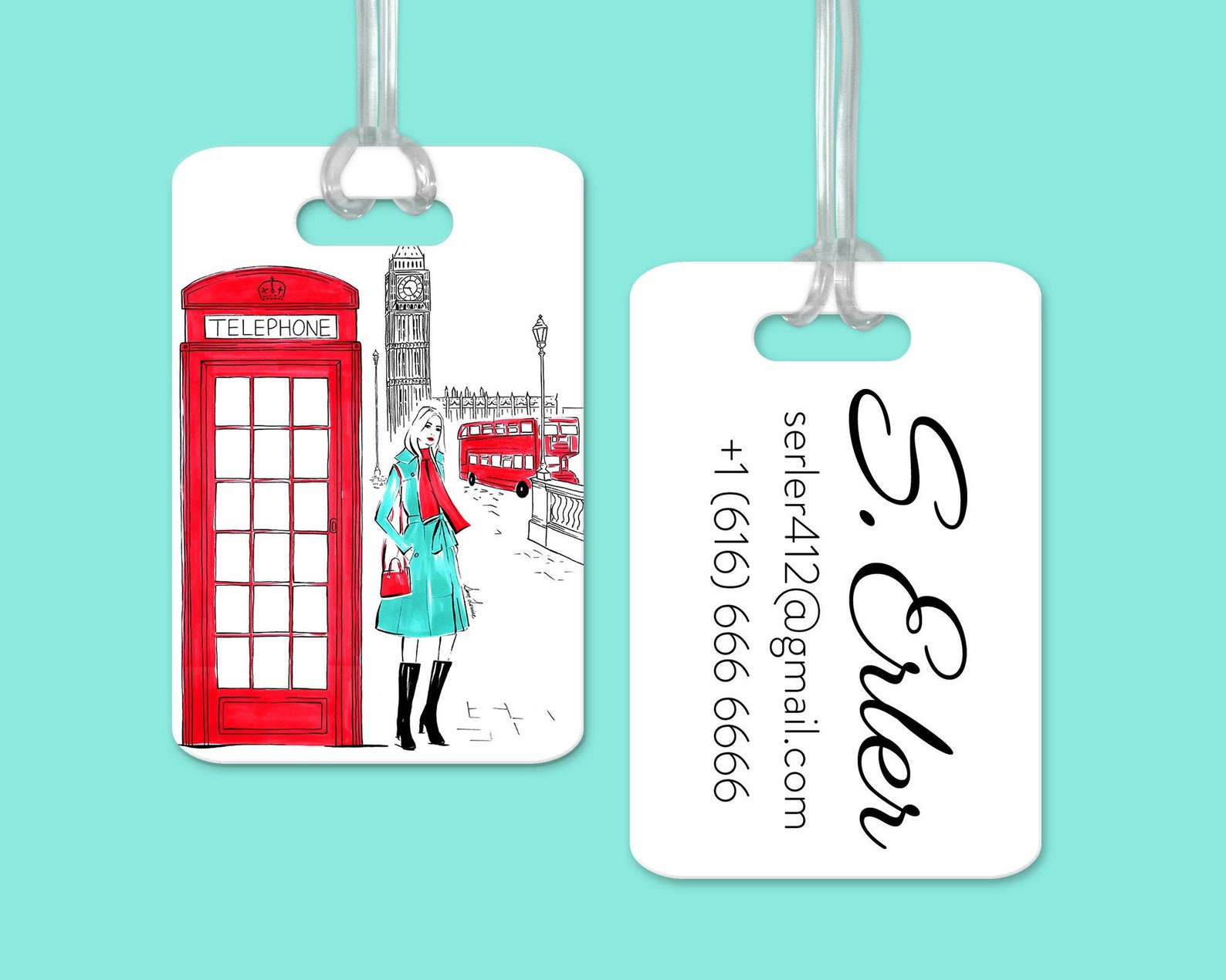 Custom Luggage Tag With London Print Personalized Luggage - Etsy