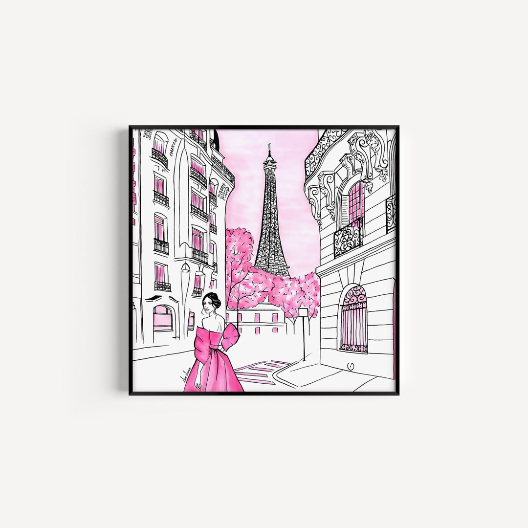 Pink Paris Wall Art (fashion Illustration Art Print), Girly Wall Art ...