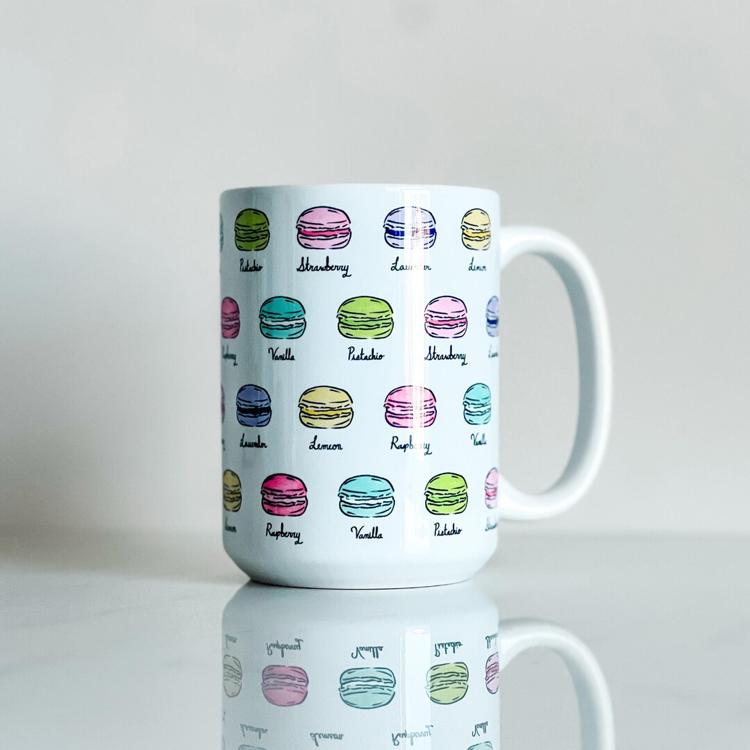Macaron Mug: Colorful Coffee Cup, Large Ceramic Coffee Mug With Macaron ...