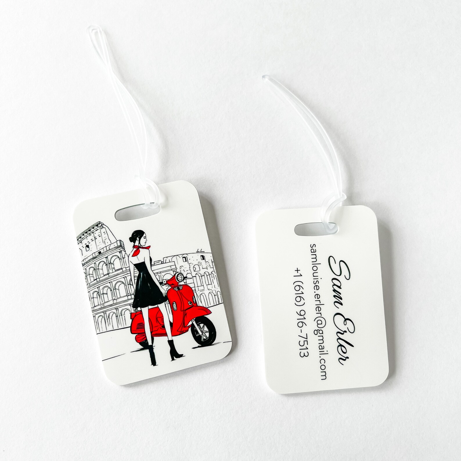 Custom Luggage Tag With Rome Italy Print (fashion Illustration), Italy ...