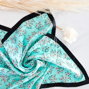 Turquoise Silk Scarf & Silk Bandana, Aqua Mulberry Silk Hair Scarf and ...