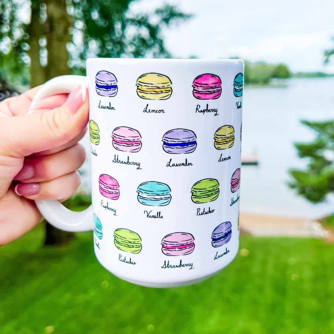 Macaron Mug/ Colorful Coffee Cup, Large Coffee Mug for Her, Macarons ...